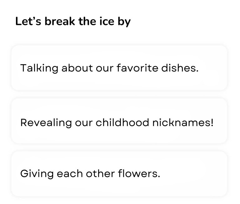 60 “Let’s break the ice by” Hinge self-confident answers - RizzBio